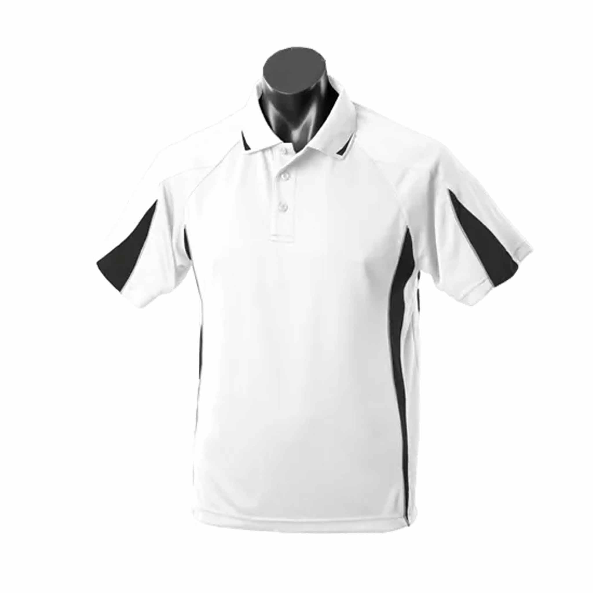 EUREKA MENS POLOS - WHITE/CONTRAST COLOUR - 1304